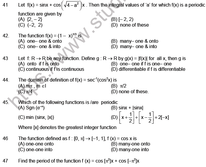 JEE Mathematics Relation and Functions MCQs Set B with Answers